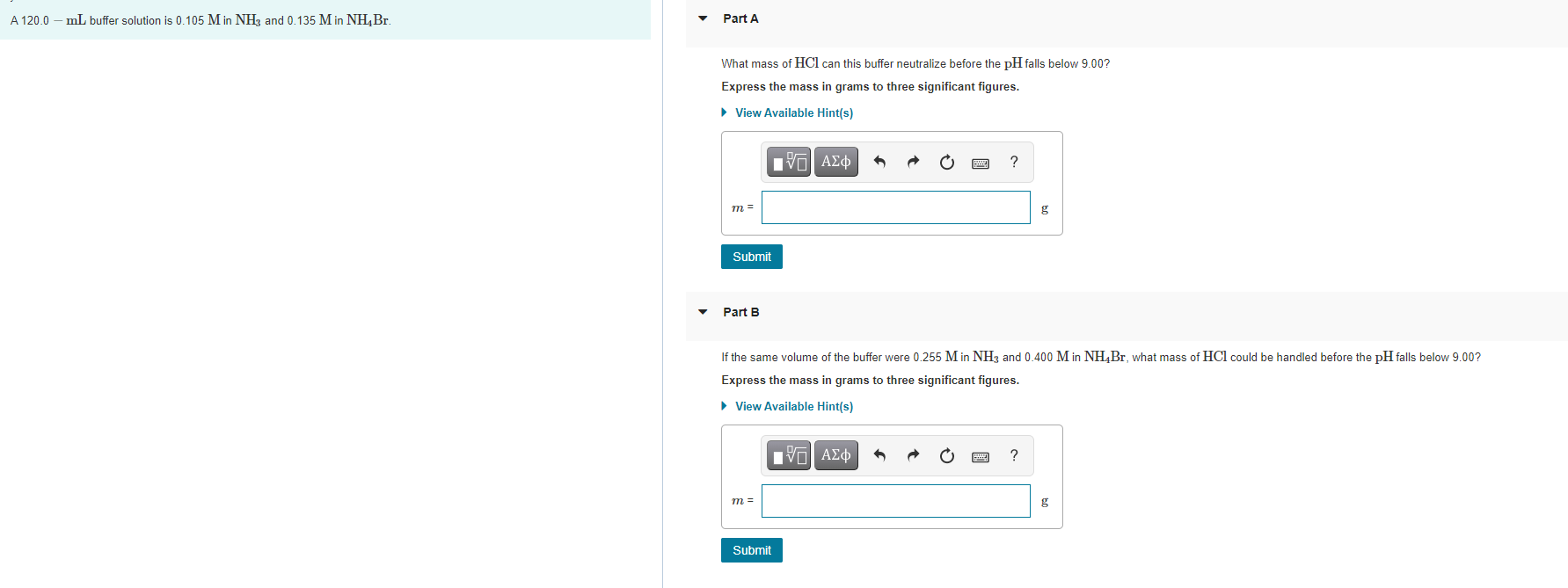 Solved A 120.0 - mL buffer solution is 0.105 M in NH3 and | Chegg.com