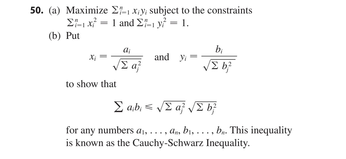 Solved 50. (a) Maximize Si=1 Xiyi subject to the constraints | Chegg.com