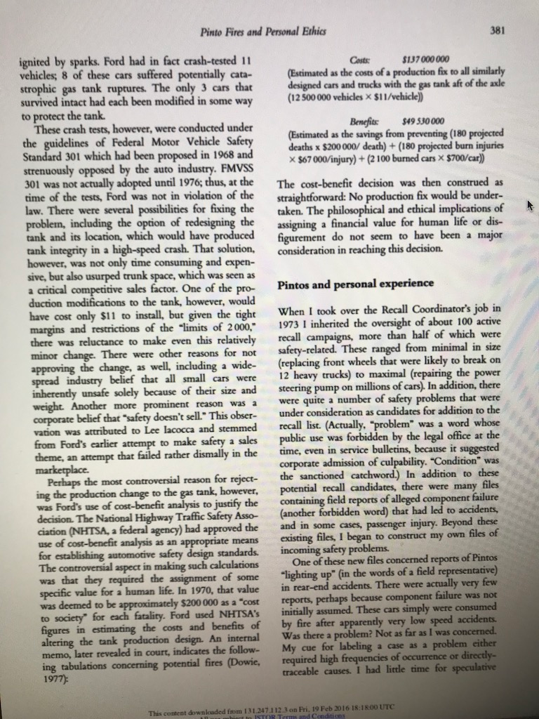 Solved Summarize the Ford Pinto case and discuss the ethical | Chegg.com