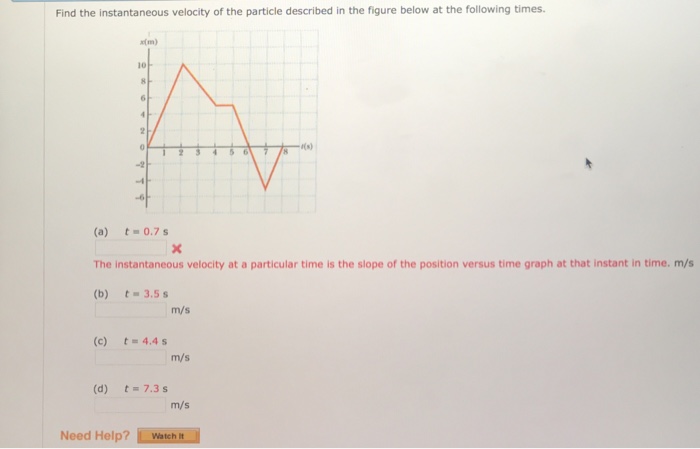 Solved Find the instantaneous velocity of the particle | Chegg.com