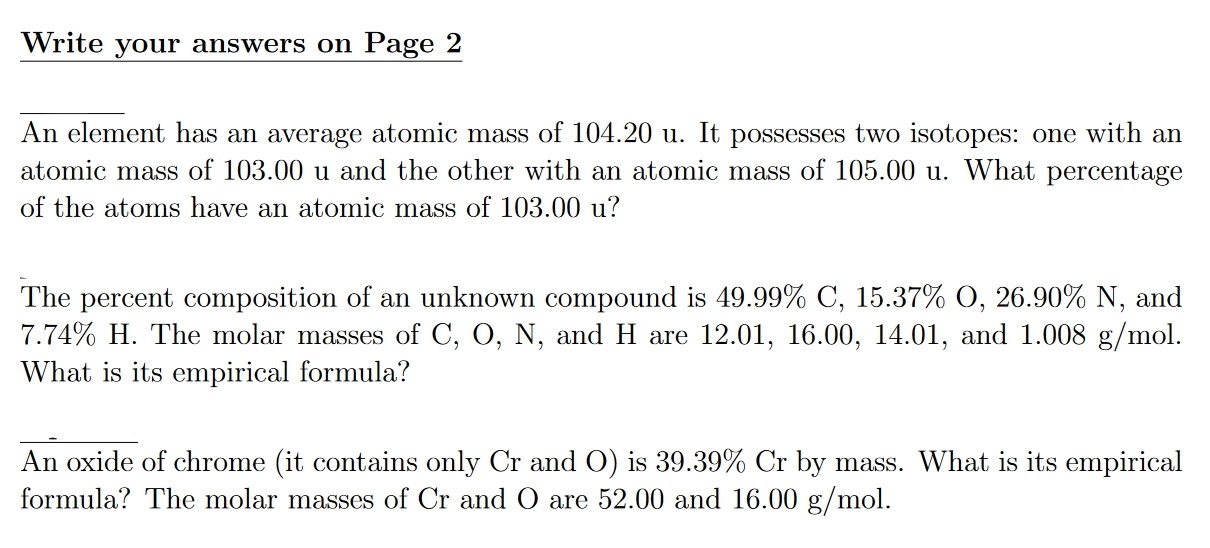 Solved Write your answers on Page 1 How many significant | Chegg.com