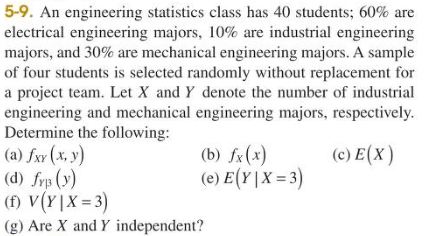 Solved 5-9. An engineering statistics class has 40 students; | Chegg.com