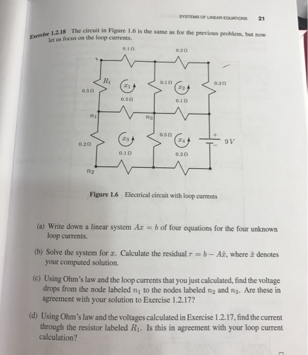 Solved SYSTEMS OF LINEAR EQUATIONS 21 The circuit in Figure | Chegg.com