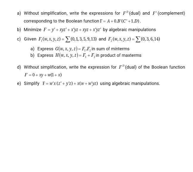 Solved a) Without simplification, write the expressions for | Chegg.com