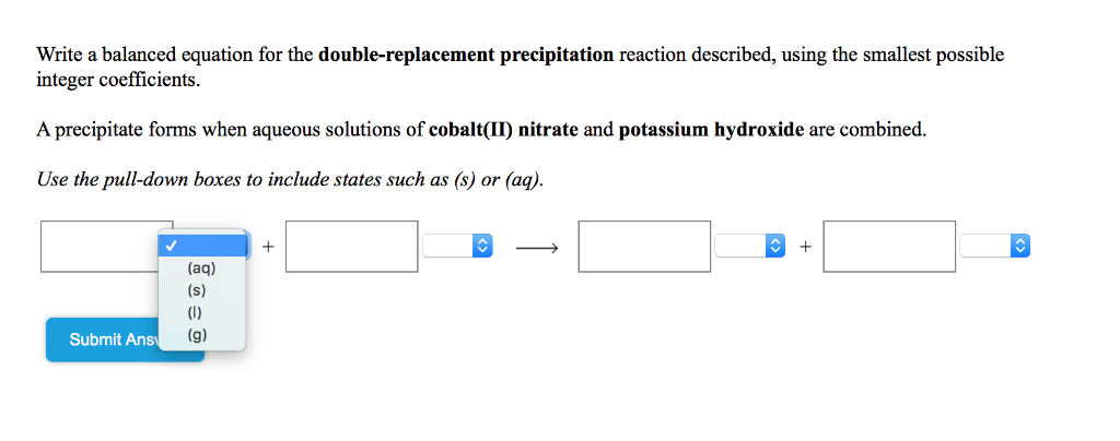 Solved Write a balanced equation for the double-replacement | Chegg.com