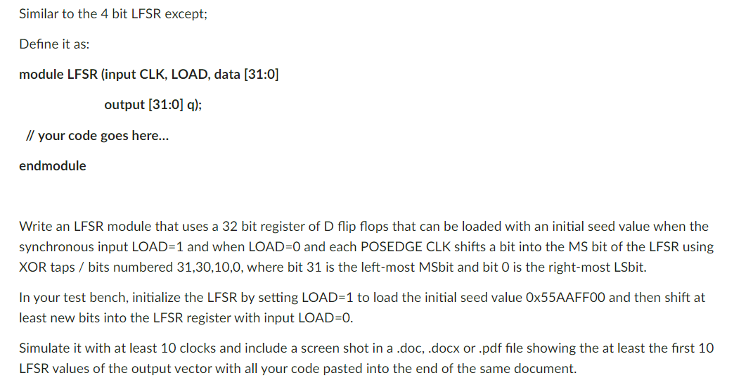 'module dff_aprst (input d, CLK, PRST, output reg q); | Chegg.com