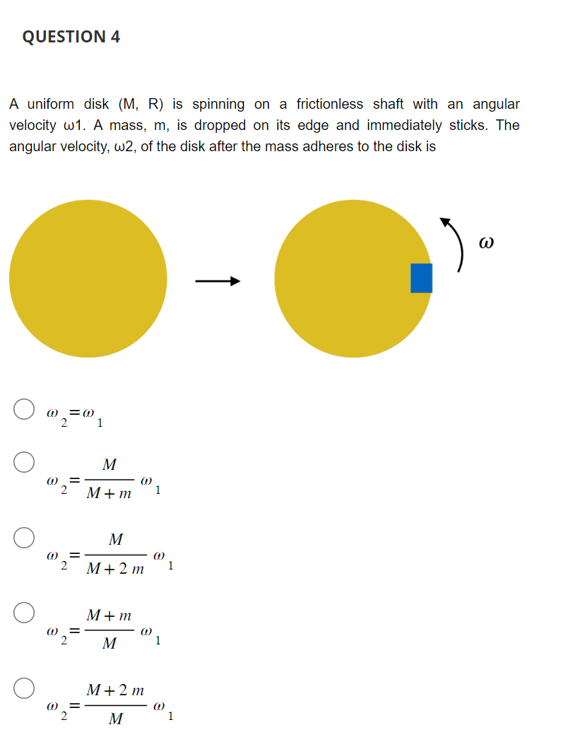 Solved A uniform disk (M,R) is spinning on a frictionless | Chegg.com