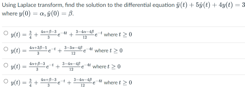 Solved Using Laplace transform, find the solution to the | Chegg.com