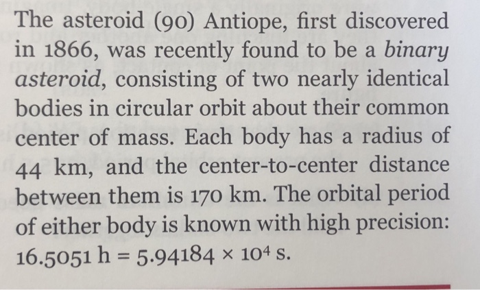 Solved The asteroid (90) Antiope, first discovered in 1866, | Chegg.com