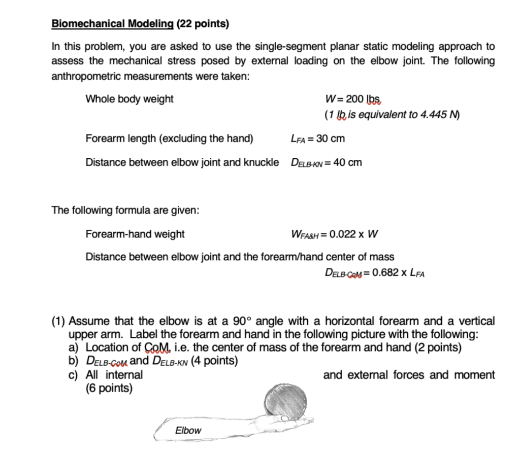Solved Biomechanical Modeling (22 points) In this problem, | Chegg.com