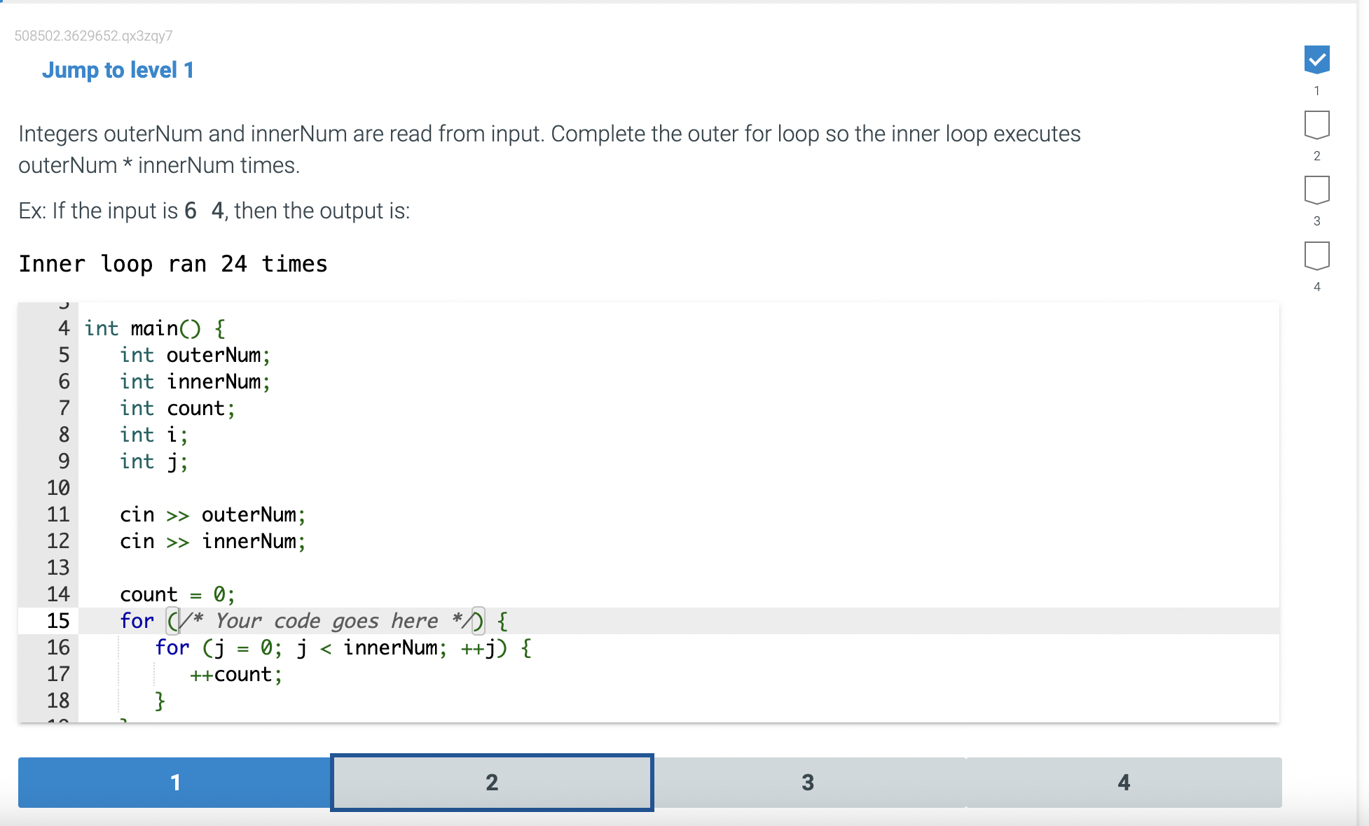 Solved Integers outerNum and innerNum are read from input. | Chegg.com