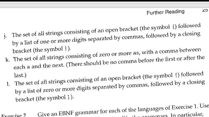 Solved Exercise 2 Give an EBNF grammar for each of the | Chegg.com