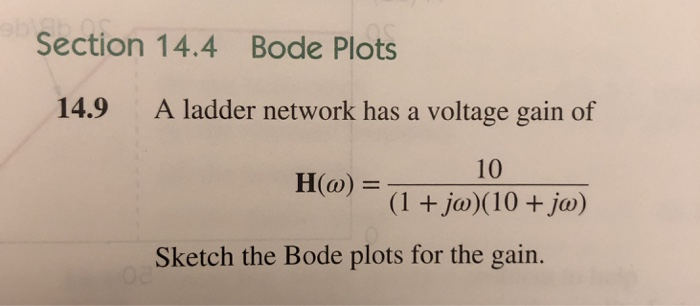 Solved Section 14.4 Bode Plots 14.9 A ladder network has a | Chegg.com