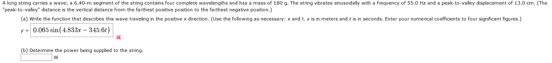 Solved A long string carries a wave; a 6.40-m segment of the | Chegg.com