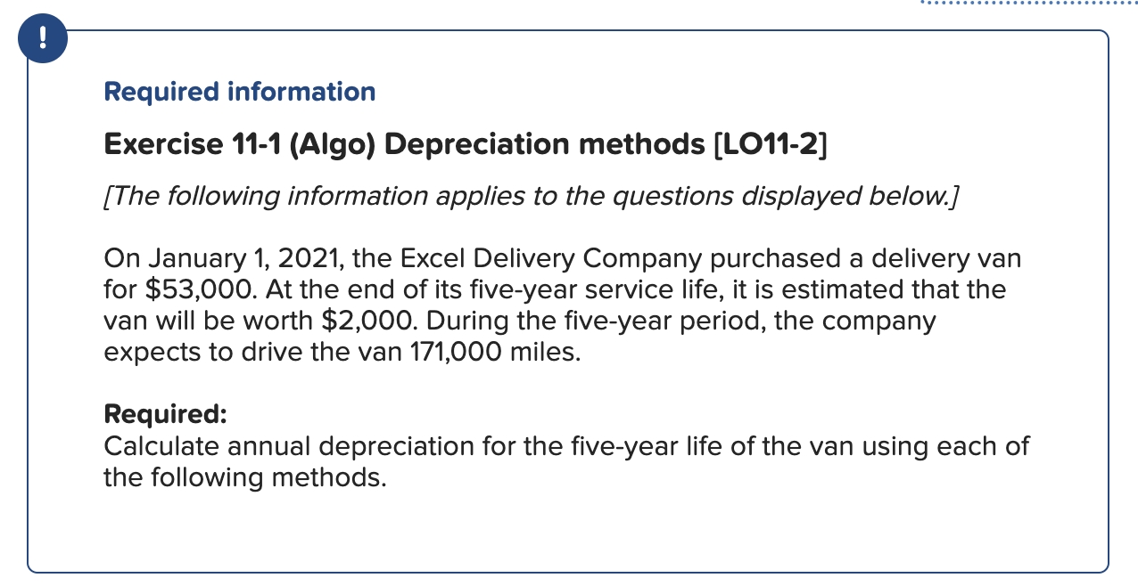 Solved Required information Exercise 11-1 (Algo) | Chegg.com