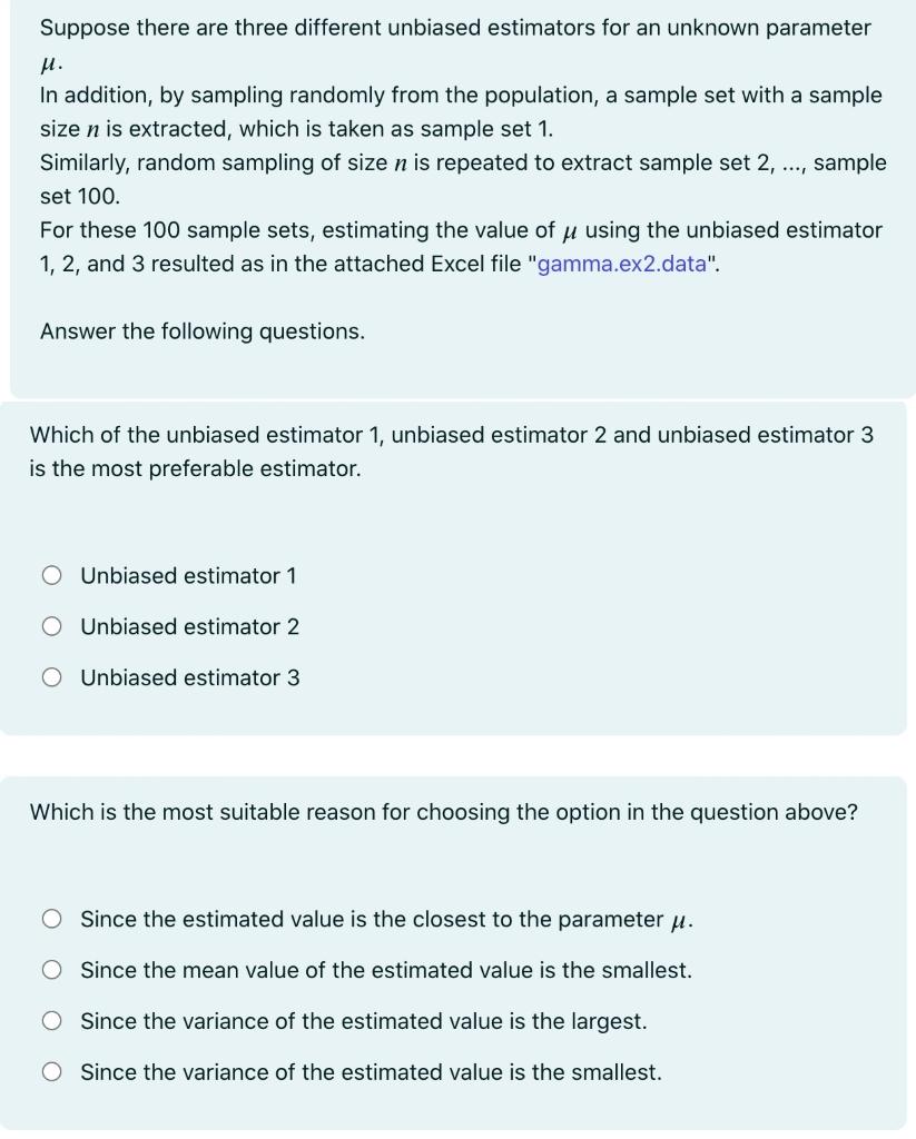 Suppose there are three different unbiased estimators | Chegg.com