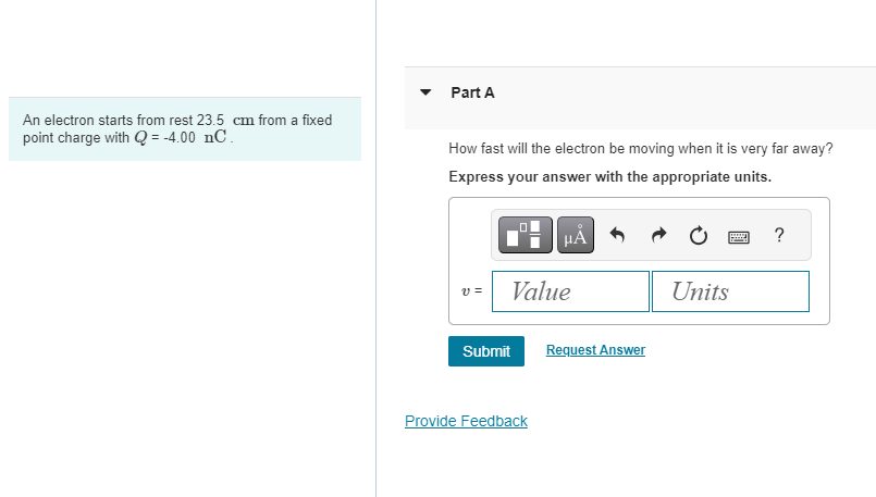 Solved An electron starts from rest 23.5cm ﻿from a | Chegg.com