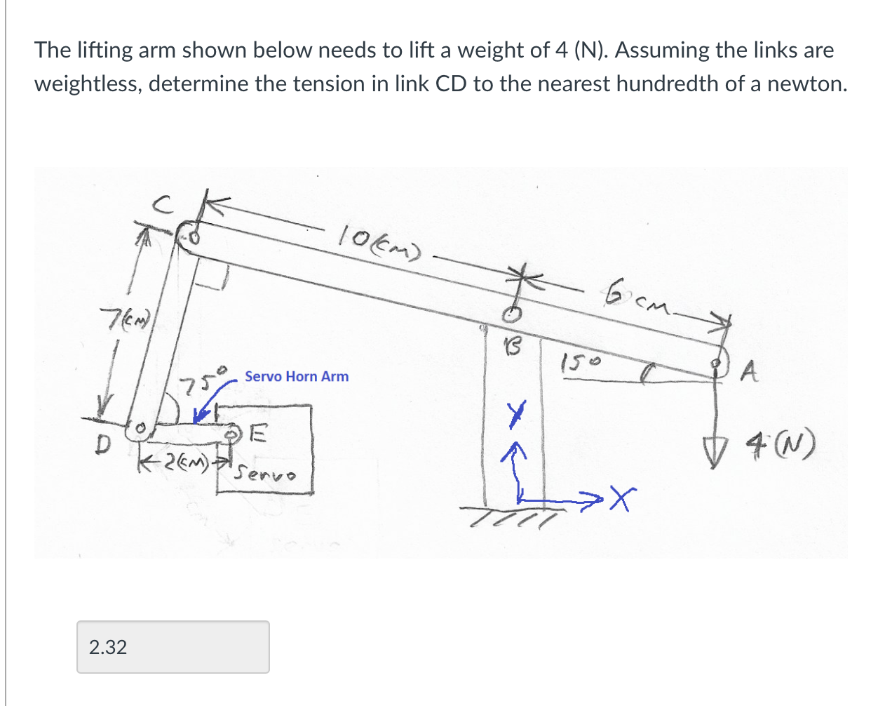 Solved The lifting arm shown below needs to lift a weight of | Chegg.com