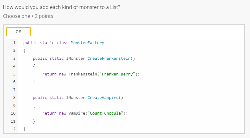 Solved How would you add each kind of monster to a List? | Chegg.com