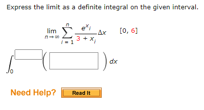Solved Express the limit as a definite integral on the given | Chegg.com