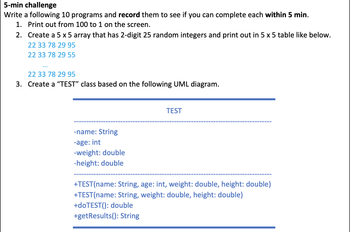 Solved 5-min challenge Write a following 10 programs and | Chegg.com