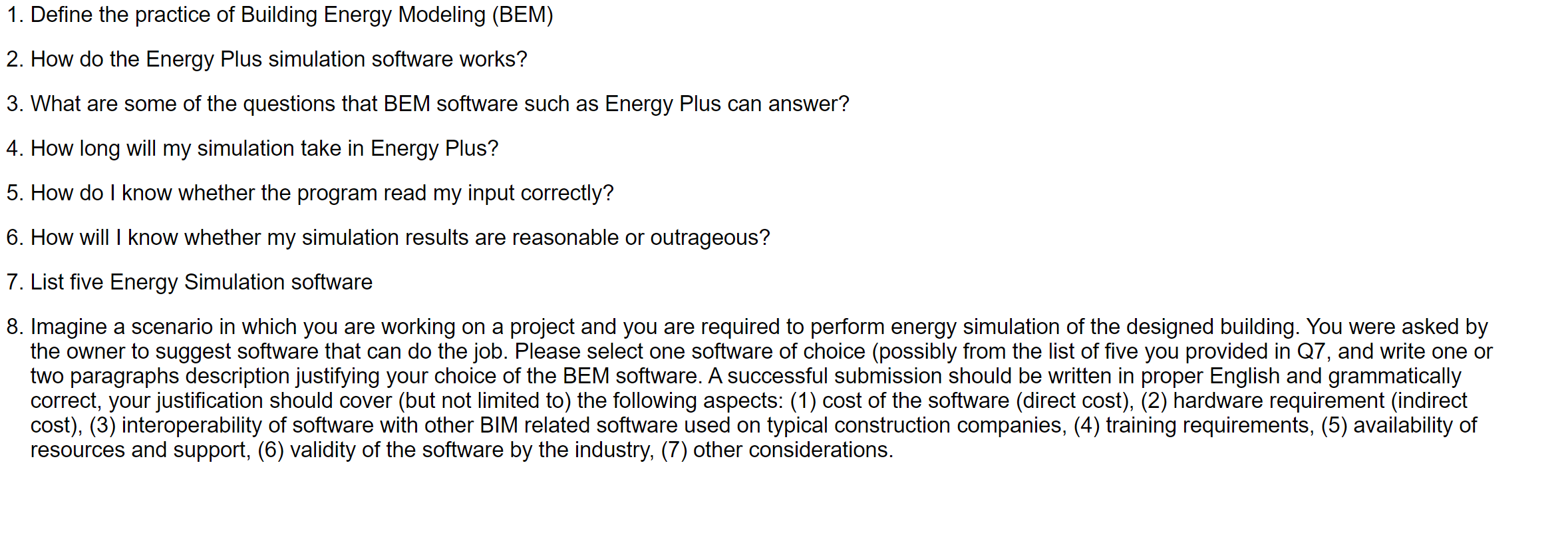 Solved 1. Define the practice of Building Energy Modeling | Chegg.com