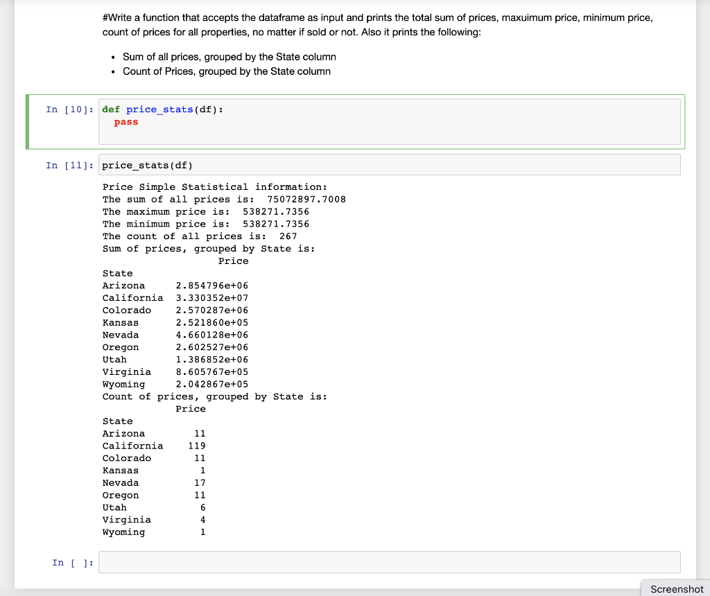 #Write a function that accepts the dataframe as input | Chegg.com