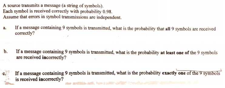 Solved A Source Transmits A Message A String Of Symbols