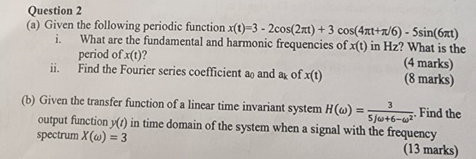Solved Question 2 (a) Given the following periodic function | Chegg.com