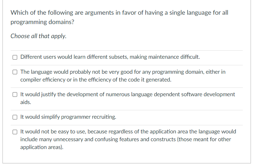 Solved Which of the following are arguments in favor of | Chegg.com