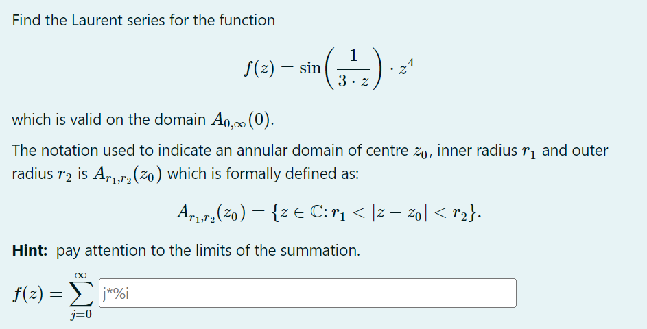 Solved Find the Laurent series for the function | Chegg.com