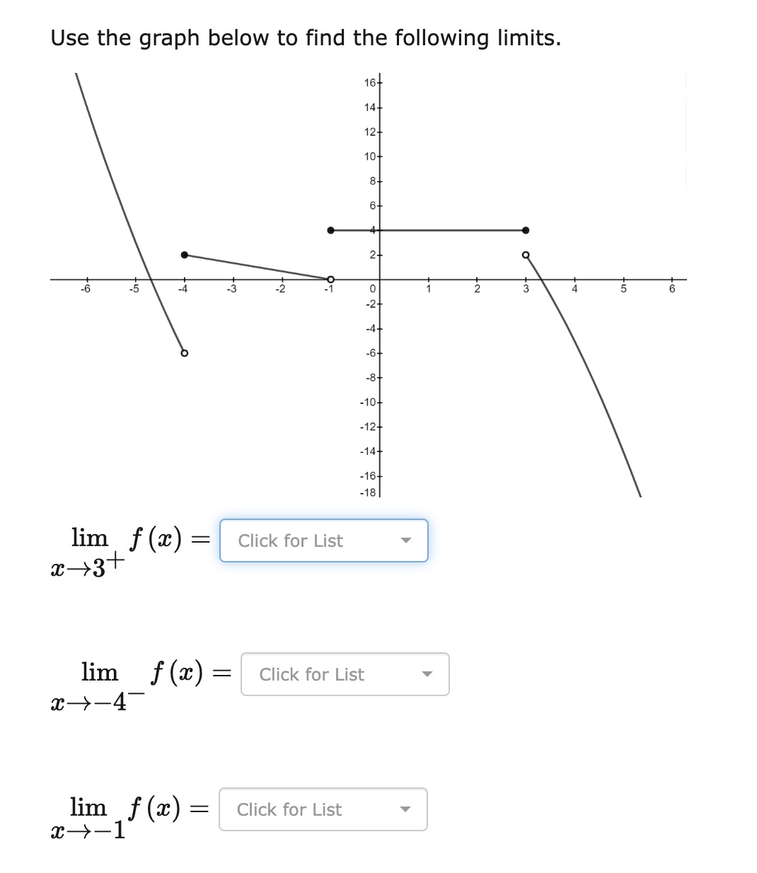 Solved Use the graph below to find the following limits. | Chegg.com
