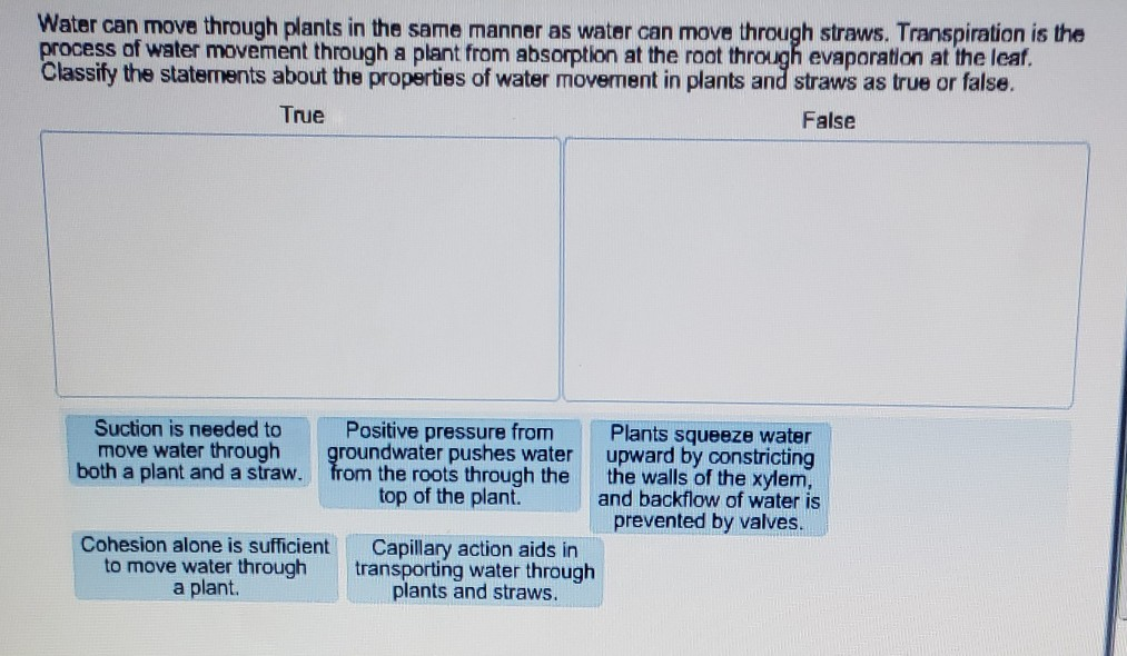 Solved Water can move through plants in the same manner as | Chegg.com