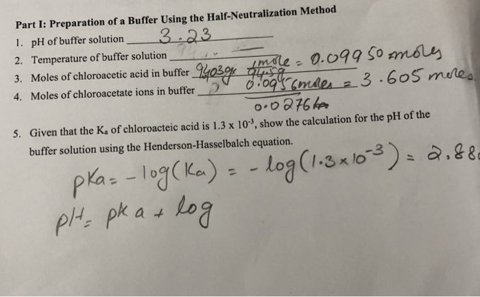 Solved Part I: Preparation of a Buffer Using the | Chegg.com