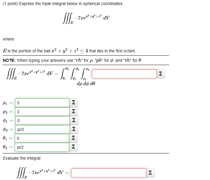 Solved (1 point) Express the triple integral below in | Chegg.com