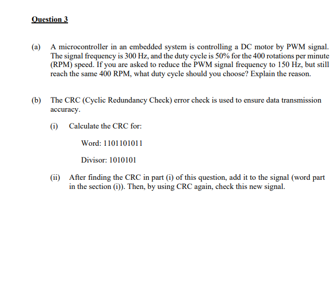 Solved (a) A microcontroller in an embedded system is | Chegg.com