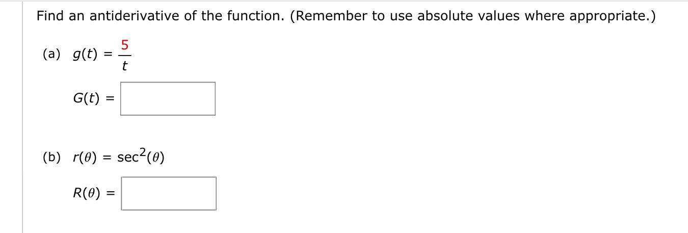 Solved Find an antiderivative of the function. (Remember to | Chegg.com
