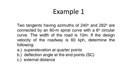 Solved Example 1 Two tangents having azimuths of 240° and | Chegg.com