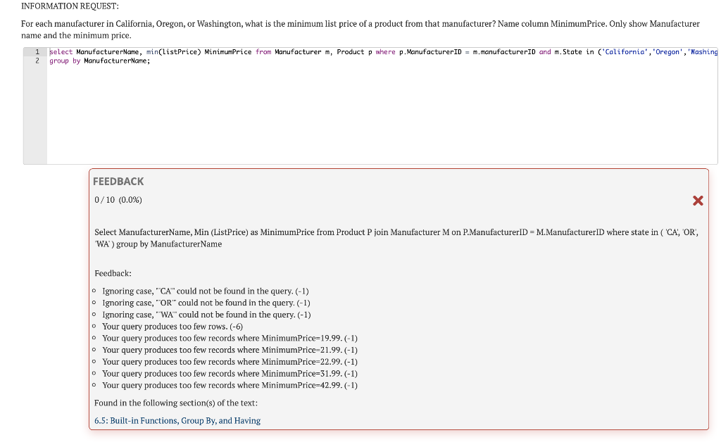 Solved 10 Formulate a single SQL query to produce the | Chegg.com