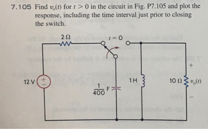 Solved Find v_o(t) for t > 0 in the circuit in Fig. P7.105 | Chegg.com