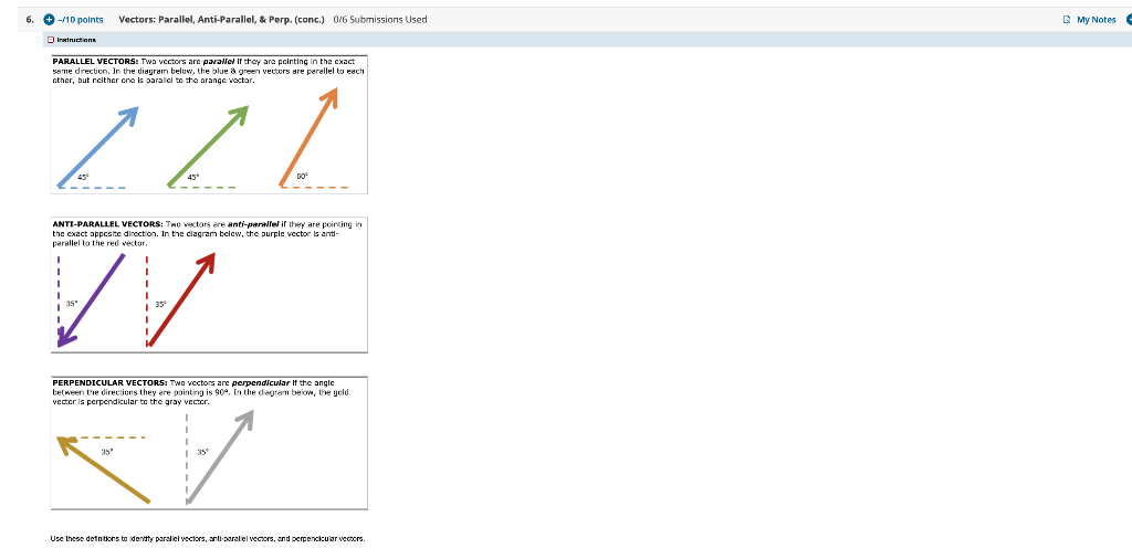 Solved 6 10 Points My Notes Vectors Parallel
