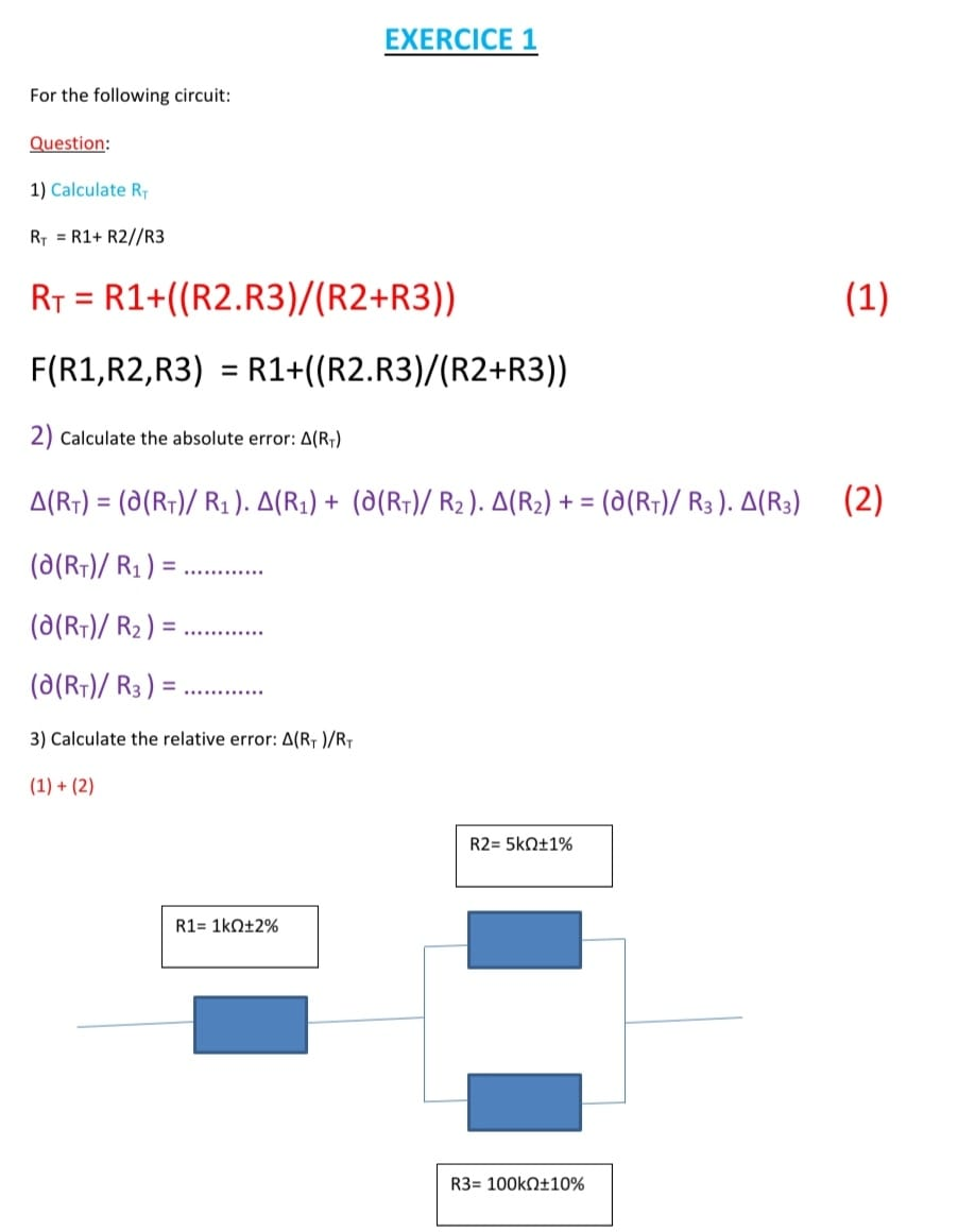 Solved EXERCICE 1 For the following circuit: Question: 1) | Chegg.com