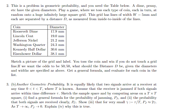 Solved 2. This is a problem in geometric probability, and | Chegg.com