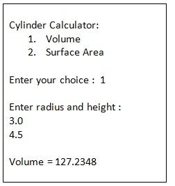 Solved Write a Java program to implement Cylinder Calculator | Chegg.com