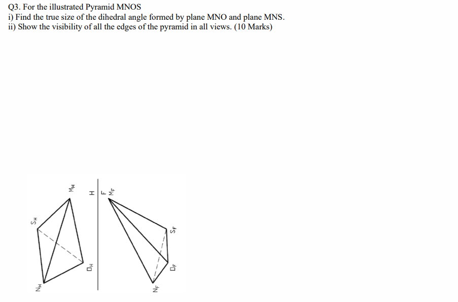 Solved Q3. For the illustrated Pyramid MNOS i) Find the true | Chegg.com
