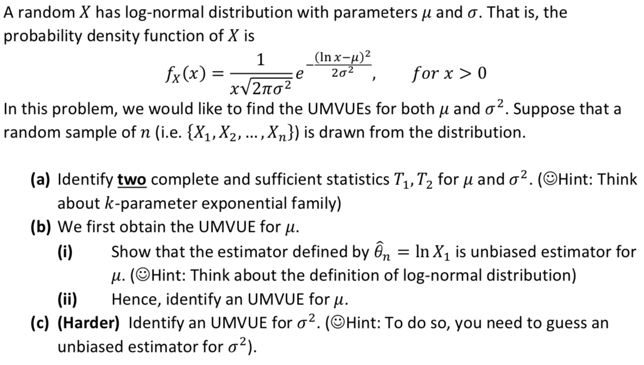 Solved A Random X Has Log Normal Distribution With 8421