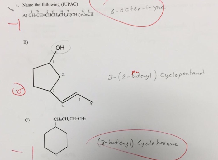 Solved Name the following (UPAC) | Chegg.com
