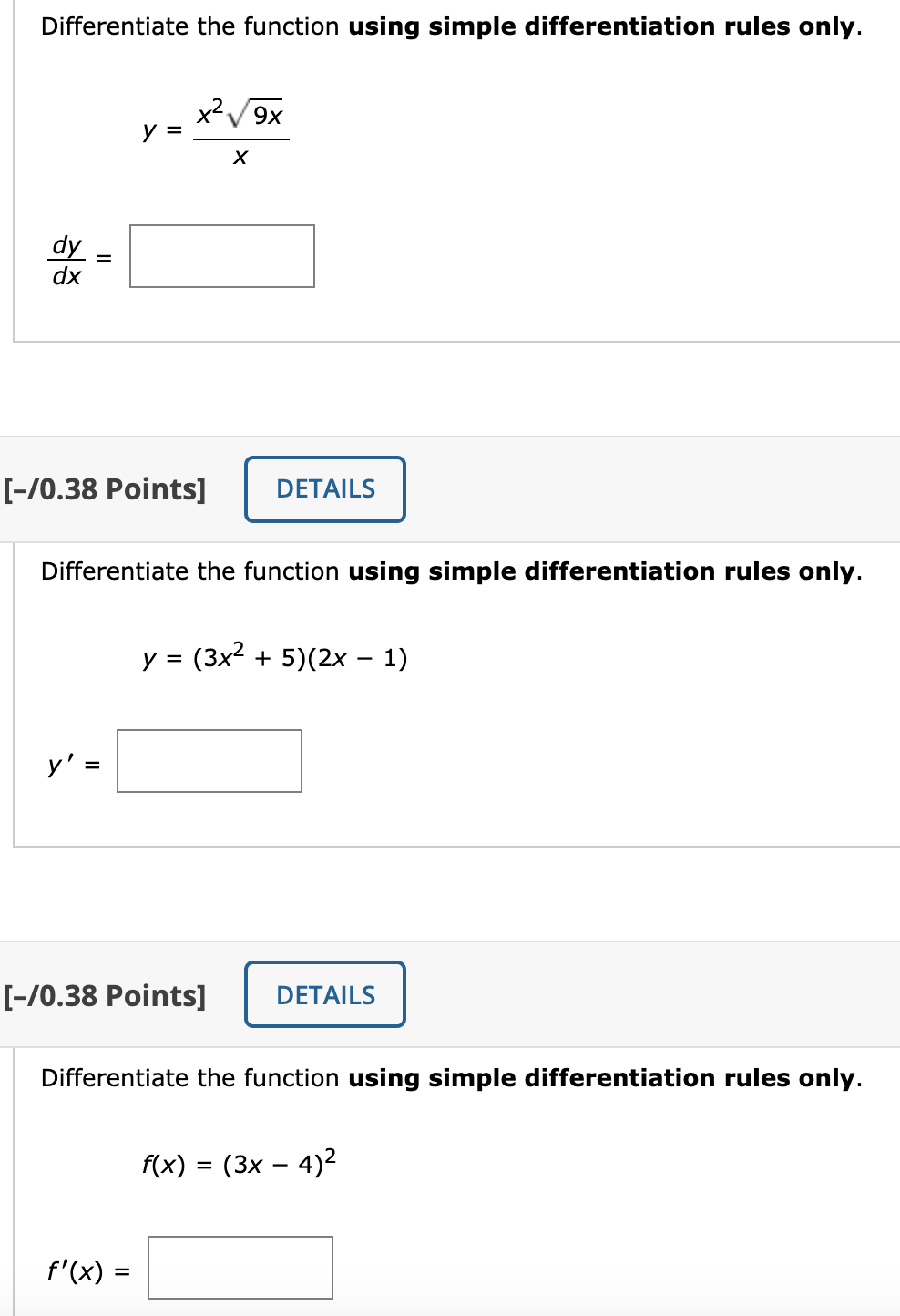 Solved Differentiate the function using simple | Chegg.com