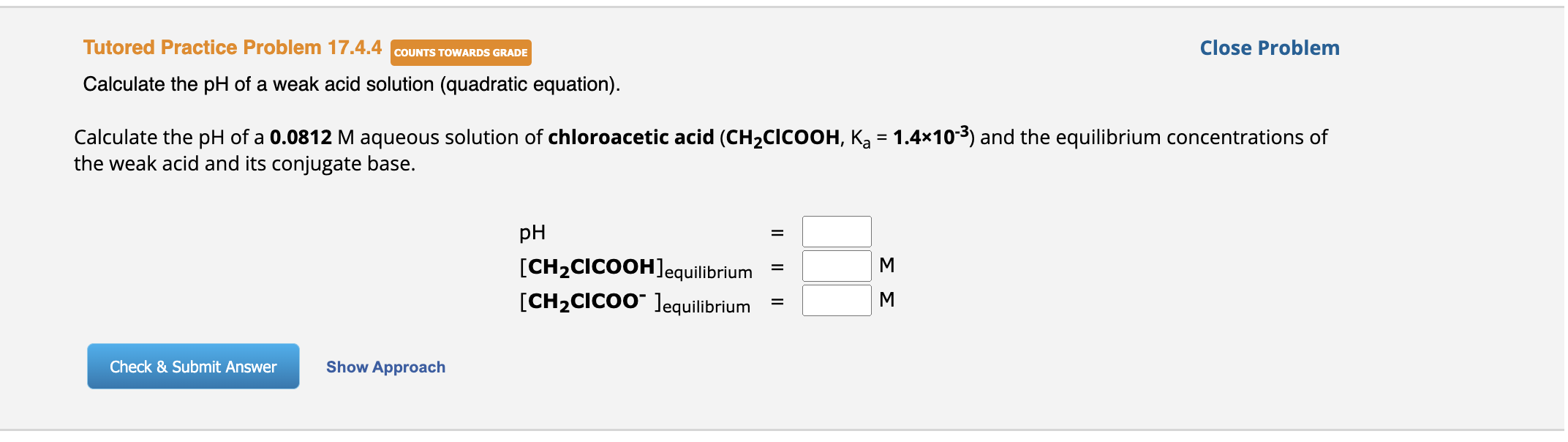 Solved Tutored Practice Problem 17.4.4 Calculate the pH of a | Chegg.com