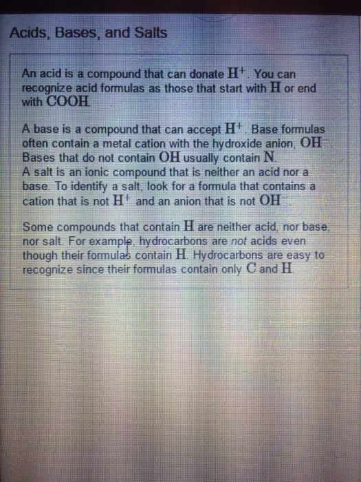 Solved Acids, Bases, and Salts An acid is a compound that | Chegg.com